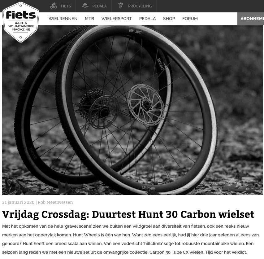 Fiets.nl Field Test Review - HUNT 30 Carbon CX Disc Tubular Wheels ...